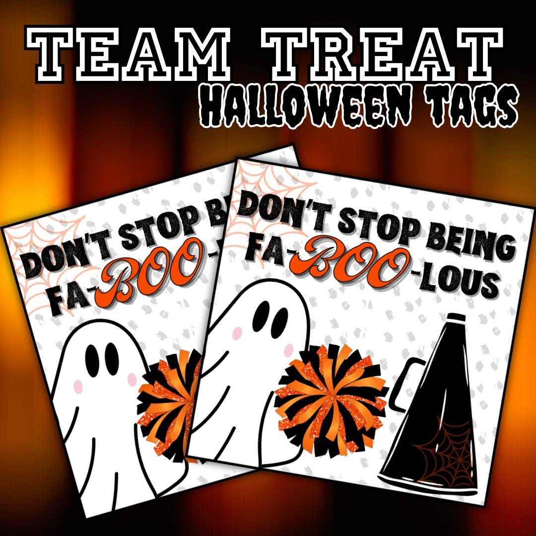 Cheerleader Tag Halloween, Faboolous Ghost Printable Favor Candy Treat ...
