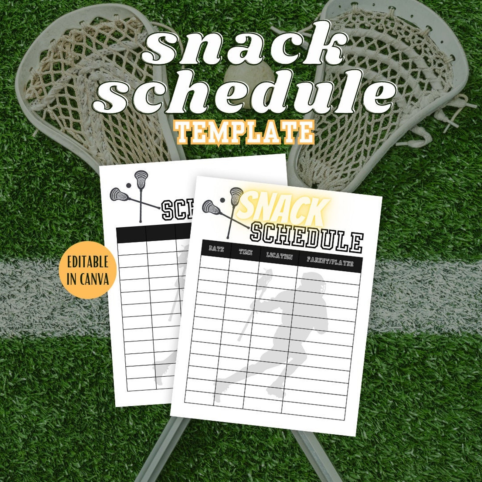 Editable Lacrosse Team Snack Sign up Sheet, Lacrosse Schedule Canva ...