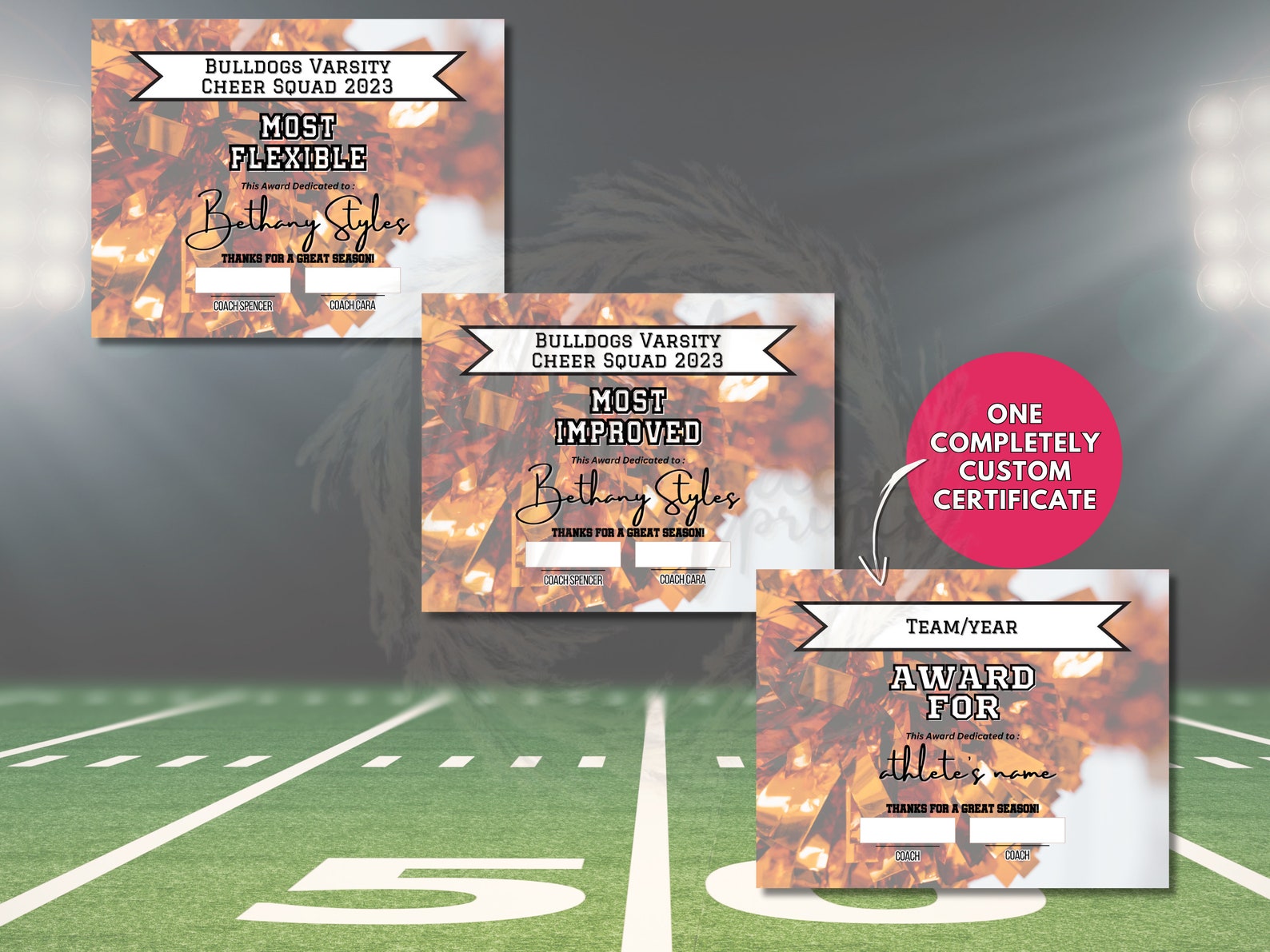 Editable Cheerleading Award Certificates, Award Ceremony Certificates ...