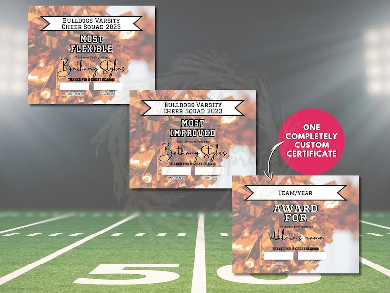 Editable Cheerleading Award Certificates, Award Ceremony Certificates ...