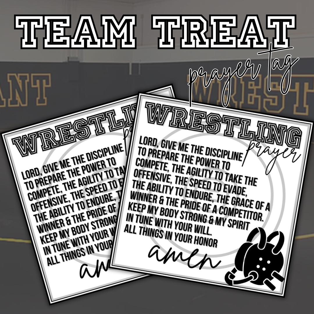 Wrestling Treat Tags, Prayer Tags, Wrestling Prayer, Game Day Prayer ...