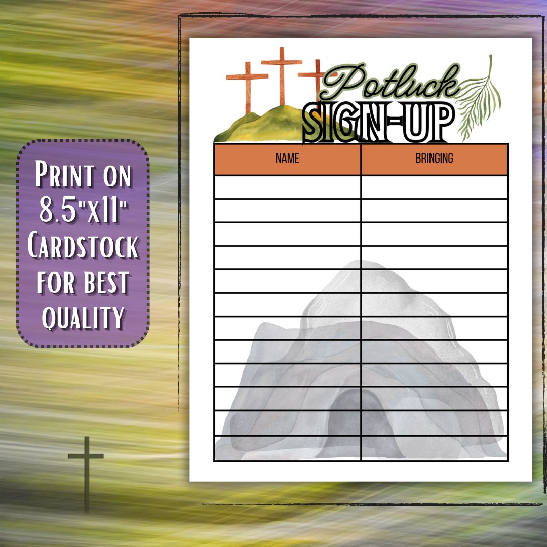 Easter Gathering Potluck Sign up Sheet, Church Party Meal Schedule ...