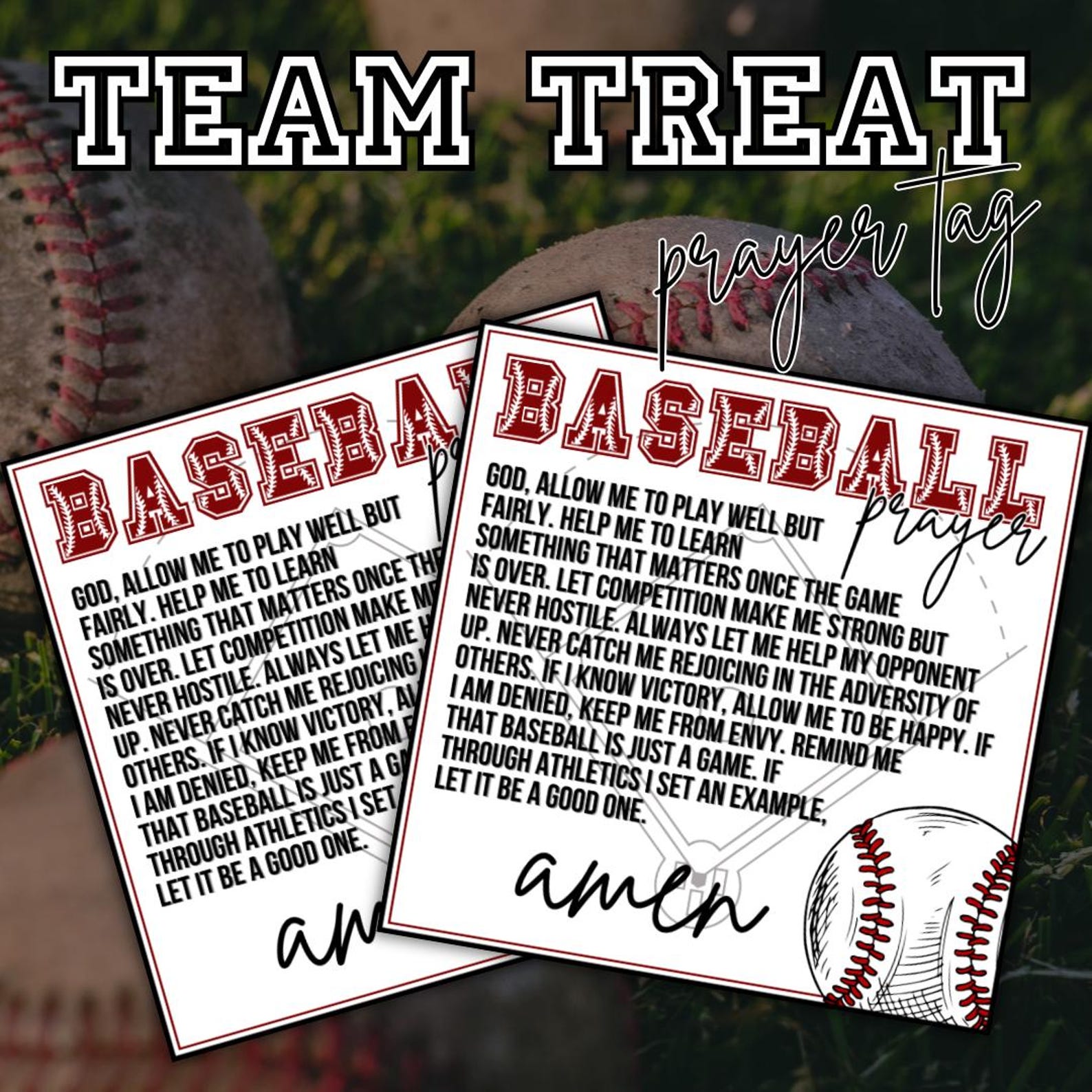 Baseball Treat Tags, Prayer Tags, Baseball Prayer, Game Day Prayer Tag ...