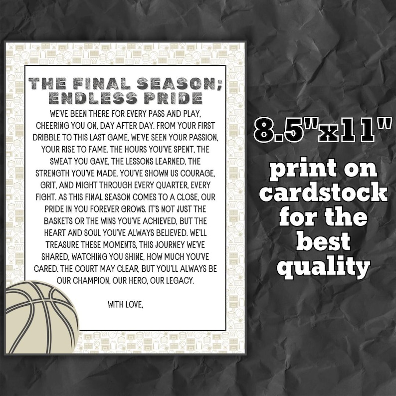 Basketball Senior Night Gift Poems, Senior Night Letters From Mom Dad ...