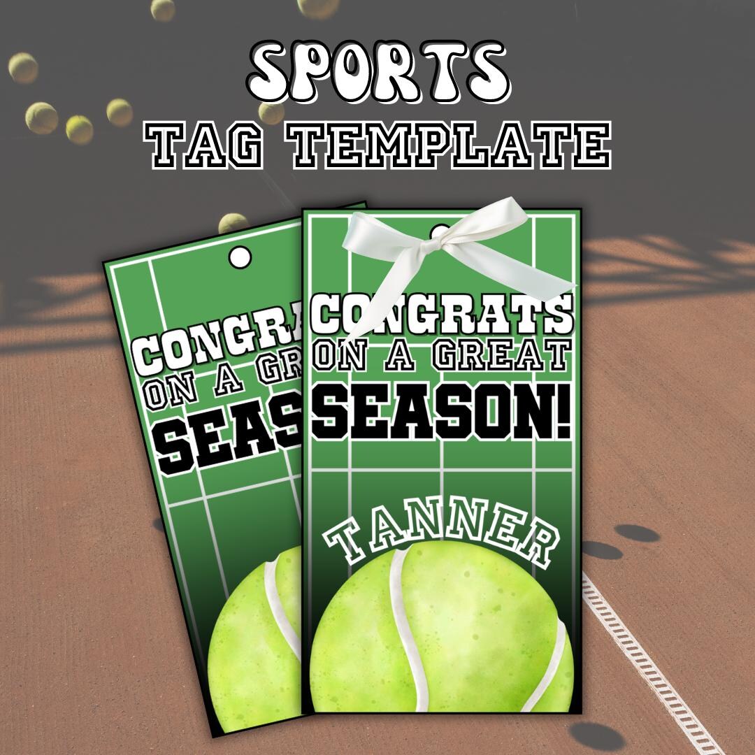 Tennis Treat Tags, Tennis Snack Tags, Tennis Goodie Bag Tags, Tennis ...