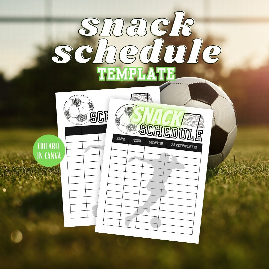 Editable Soccer Snack Sign up Sheet, Game Day Schedule Canva Template ...