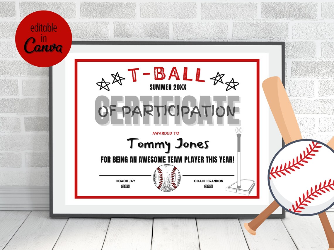 Editable Baseball Award Certificates, Baseball Team Awards, Baseball ...