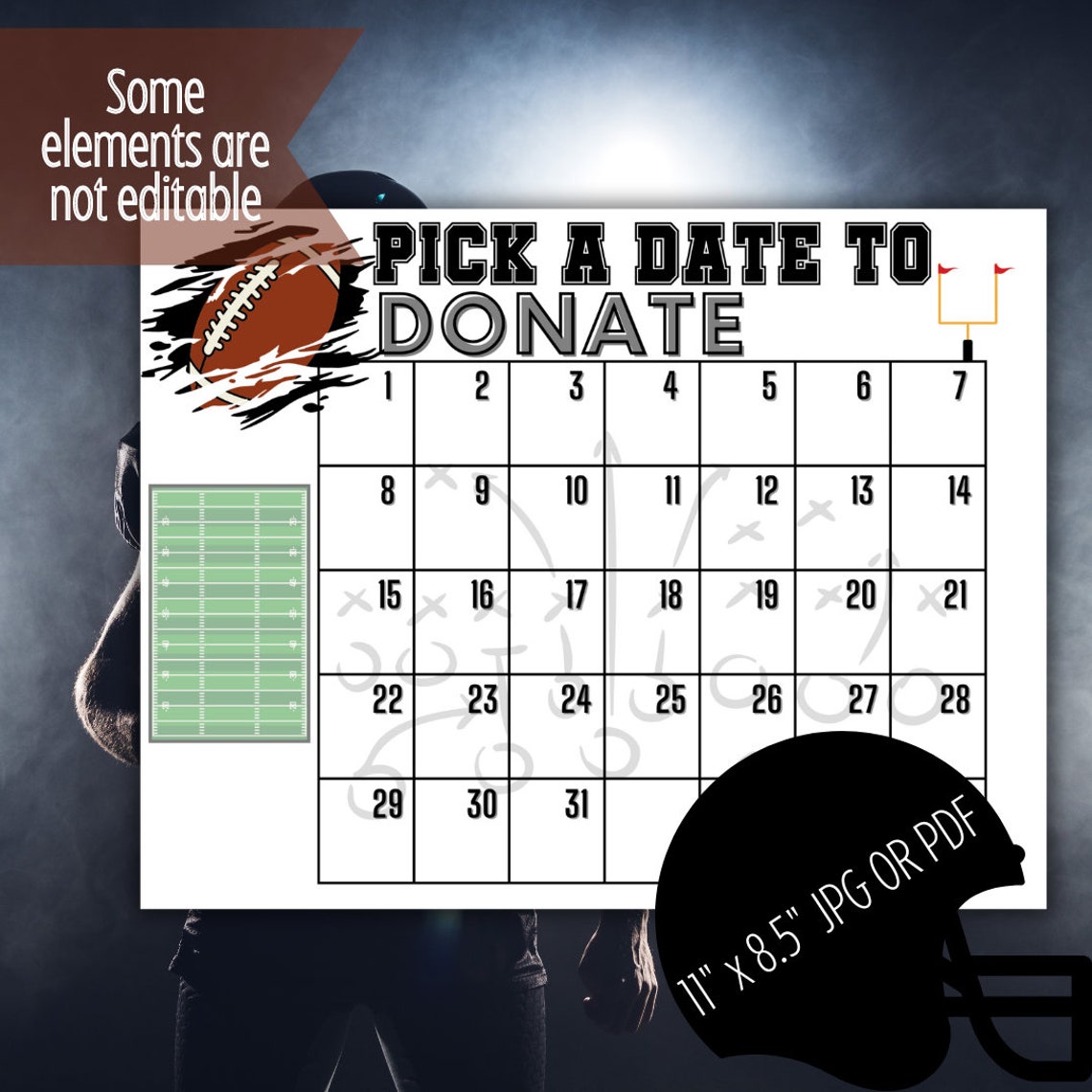 Editable Football Calendar Fundraiser Template | Clear the Board ...