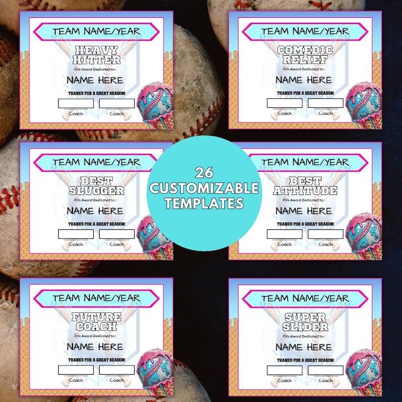 Editable Baseball Drip Award Certificates, Baseball Team Awards ...