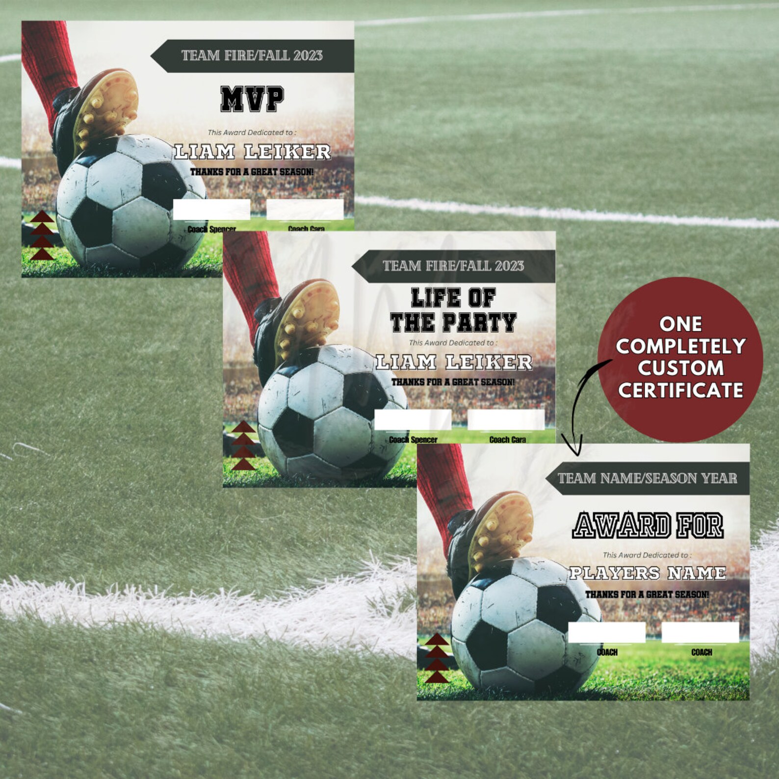 Editable Soccer Award Certificates, Award Ceremony Certificates, End of ...