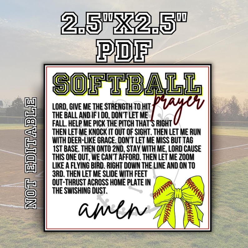 Softball Treat Tags, Prayer Tags, Softball Prayer, Game Day Prayer Tag ...
