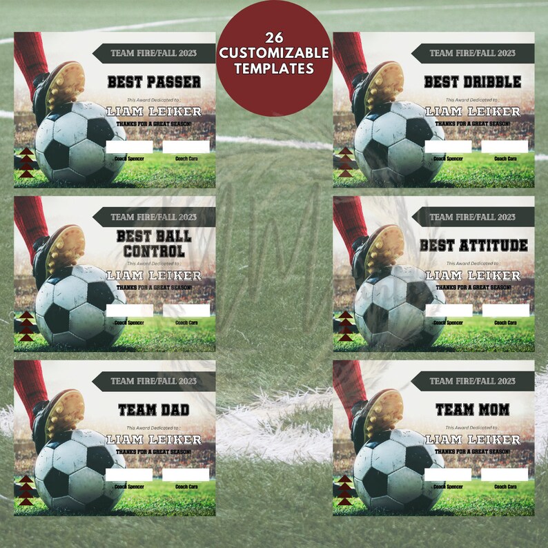 Editable Soccer Award Certificates, Award Ceremony Certificates, End of ...
