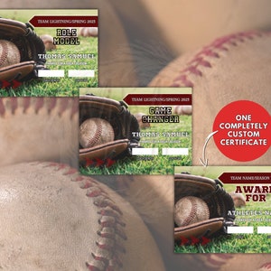 Editable Baseball Award Certificates, Award Ceremony Certificates, End ...