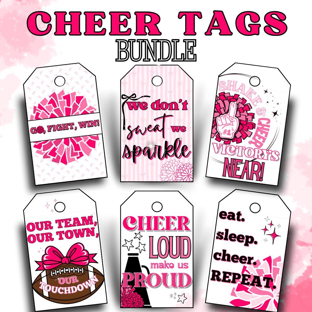 Cheer Tag Bundle of 6, Cheerleader Good Luck Treat Tag, Cheer Team ...