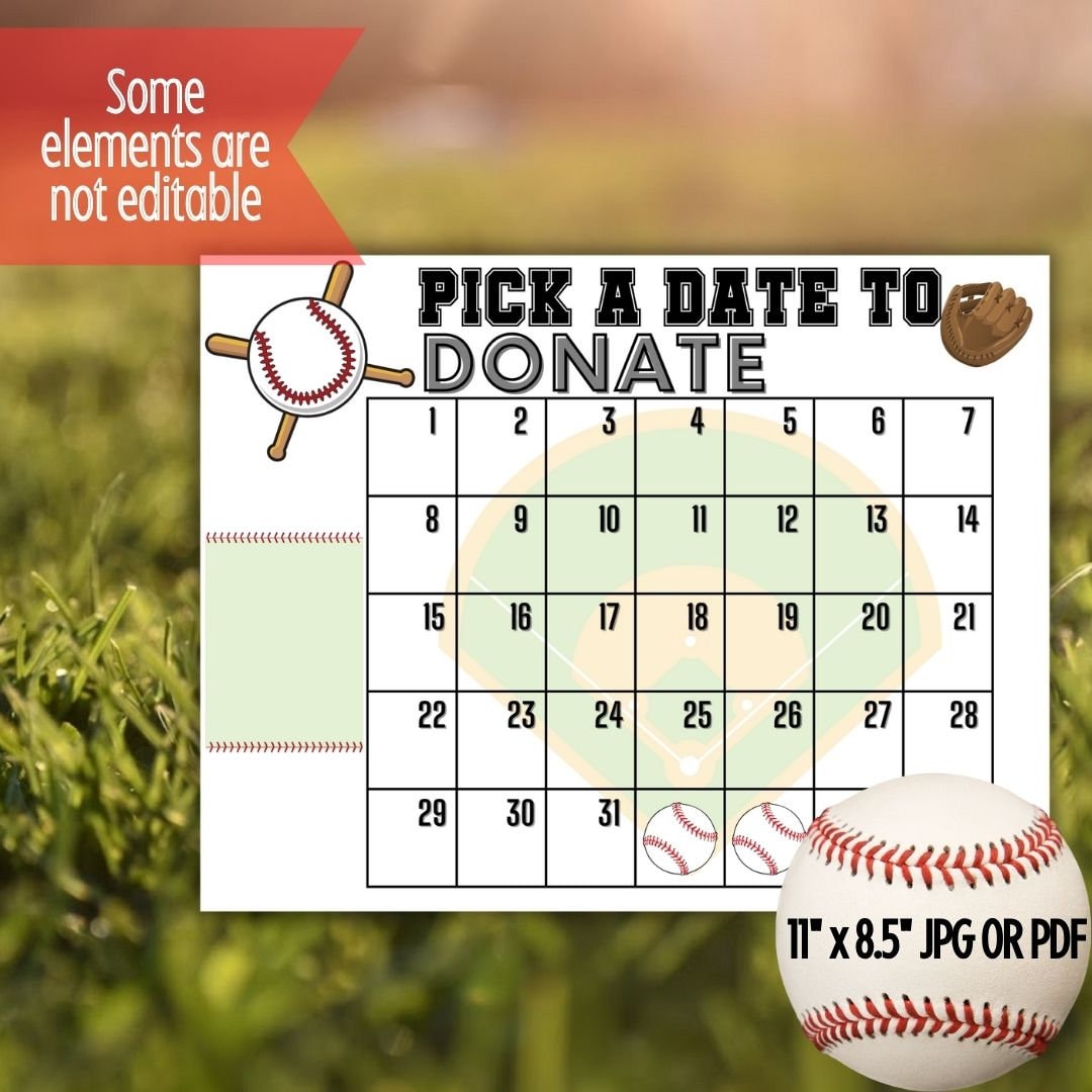Editable Baseball Calendar Fundraiser Template | Clear the Board ...