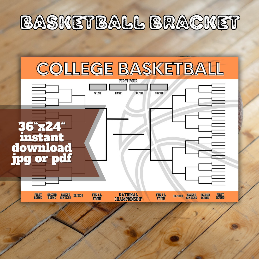 POSTER Size College Basketball Bracket Printable, Brackets, Instant ...