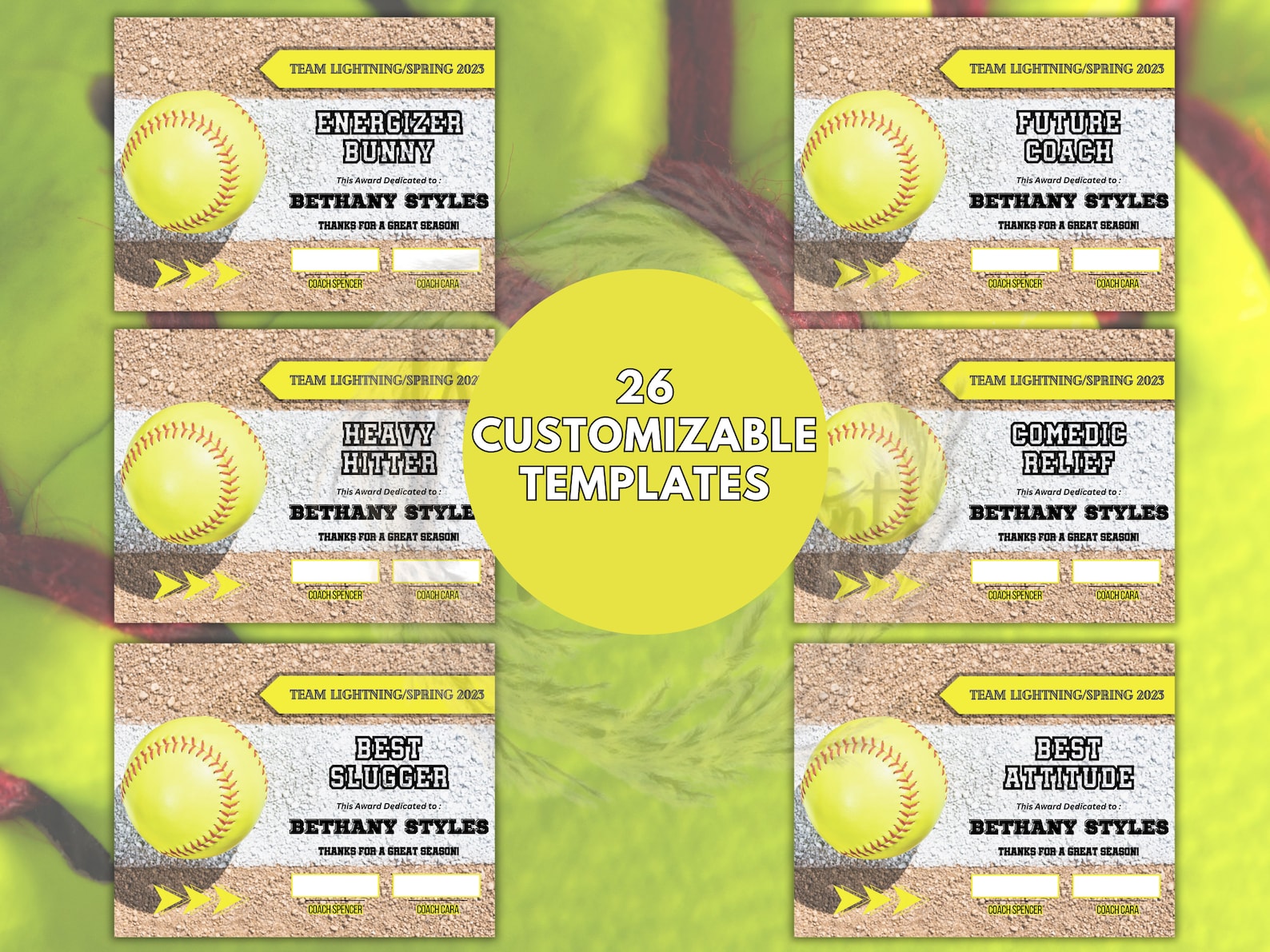 Editable Softball Award Certificates, Softball Team Awards, Softball ...