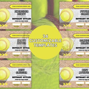Editable Softball Award Certificates, Softball Team Awards, Softball ...