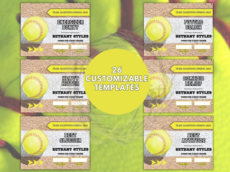 Editable Softball Award Certificates, Softball Team Awards, Softball ...
