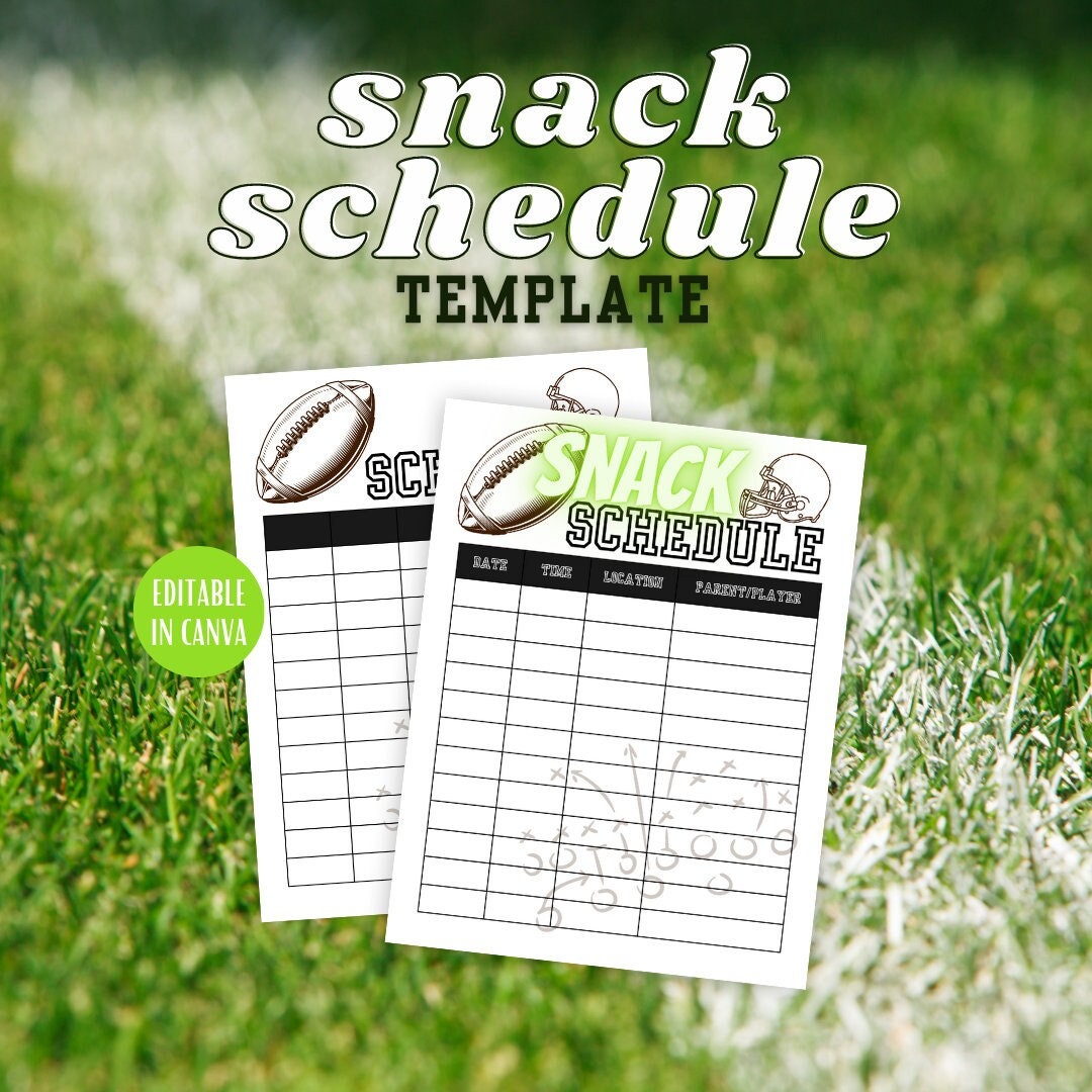 Editable Football Snack Sign up Sheet, Game Day Schedule Canva Template ...