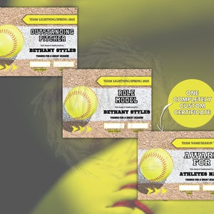 Editable Softball Award Certificates, Softball Team Awards, Softball ...