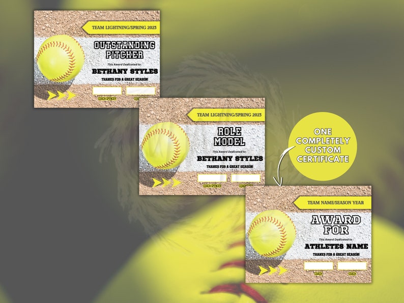 Editable Softball Award Certificates, Softball Team Awards, Softball ...