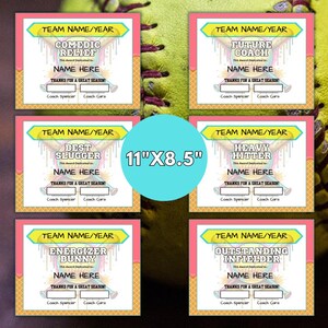 Editable Softball Drip Award Certificates, Softball Awards, Softball ...