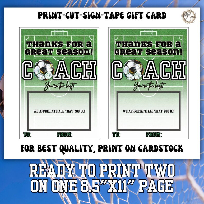 Soccer Coach Appreciation Gift Card Holder, Thanks for a Great Season ...