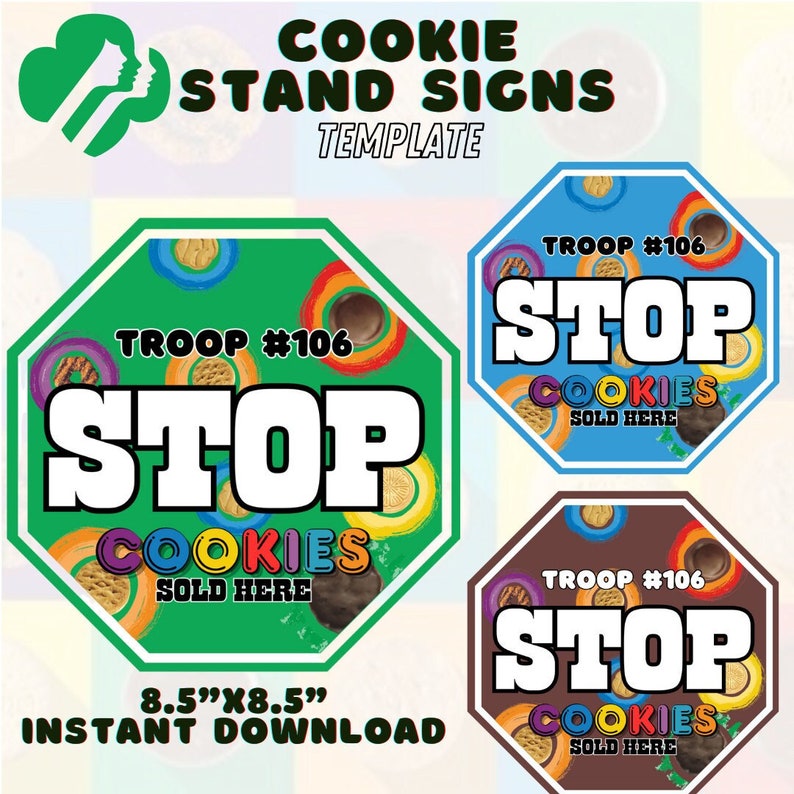 Scout Cookies Sign Template, Stop Cookies Here, Scout Printable Flyer ...
