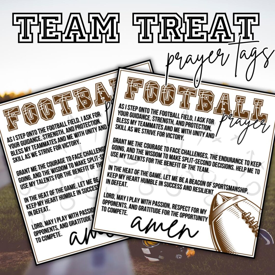 Football Treat Tags, Prayer Tags, Football Prayer, Game Day Prayer Tag ...