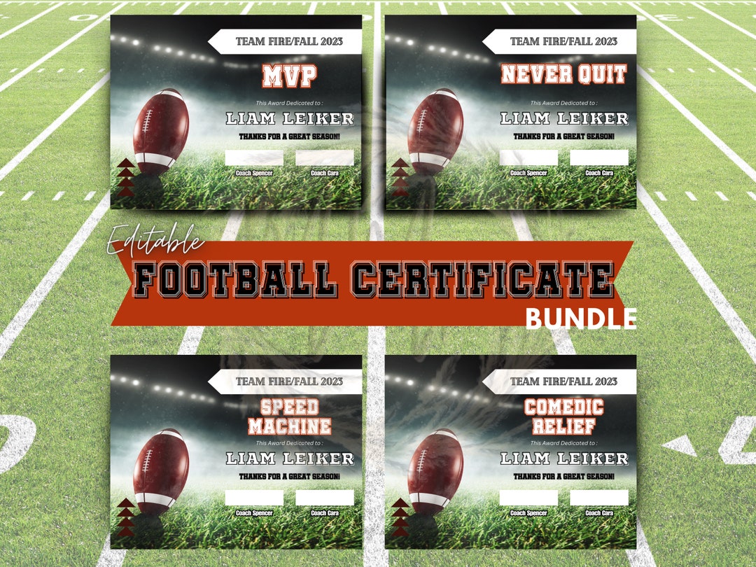 Editable Football Award Certificates, Award Ceremony Certificates, End ...