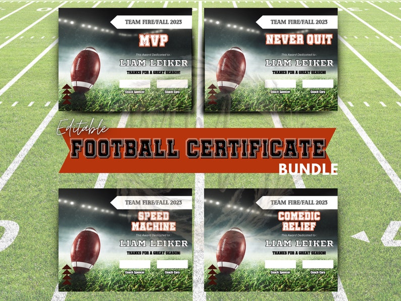 Editable Football Award Certificates, Award Ceremony Certificates, End ...