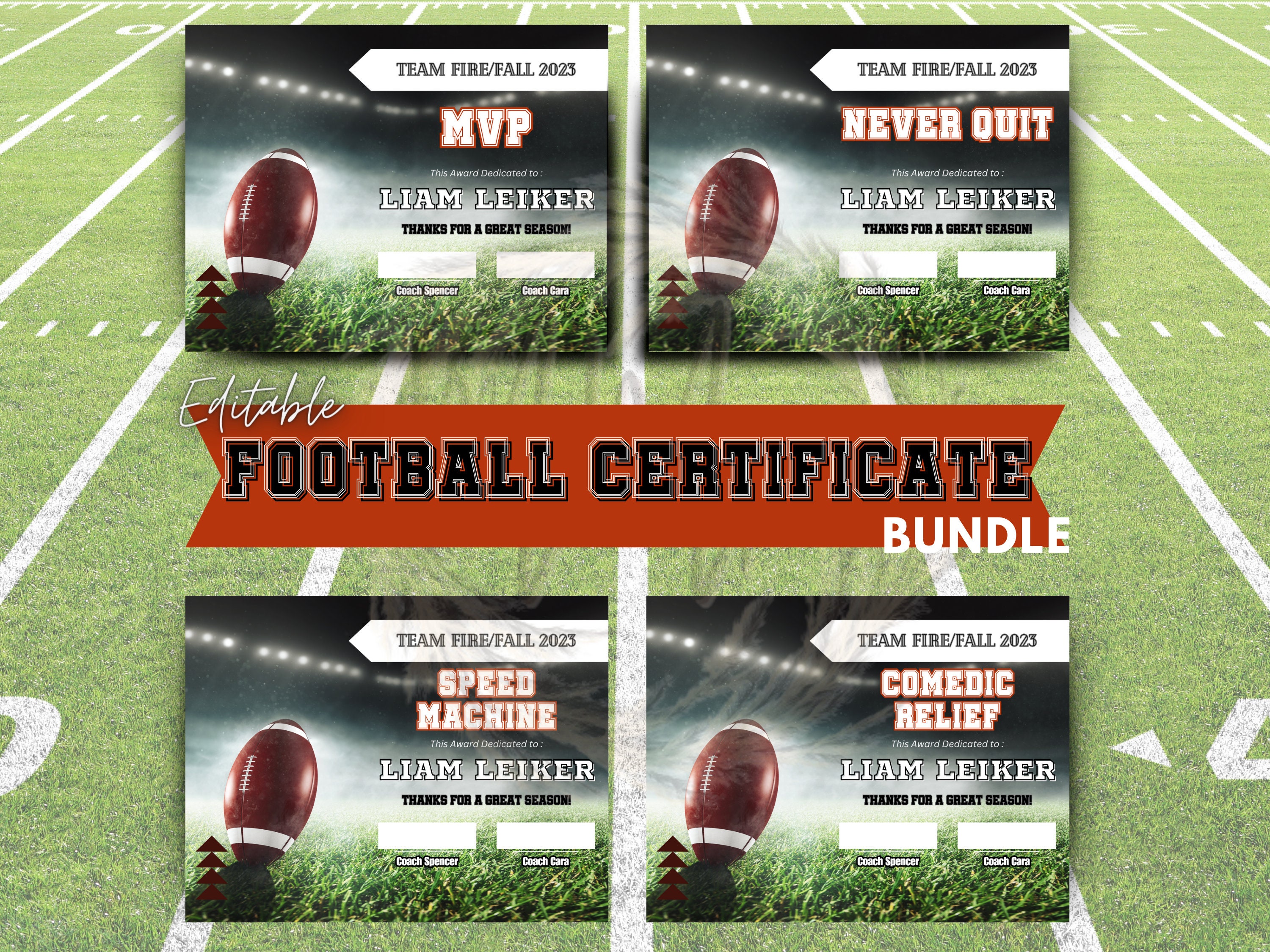 Editable Football Award Certificates, Award Ceremony Certificates, End ...