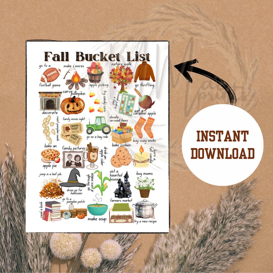 Fall Bucket List Printable, Autumn Bucket List Download, Family Fall ...