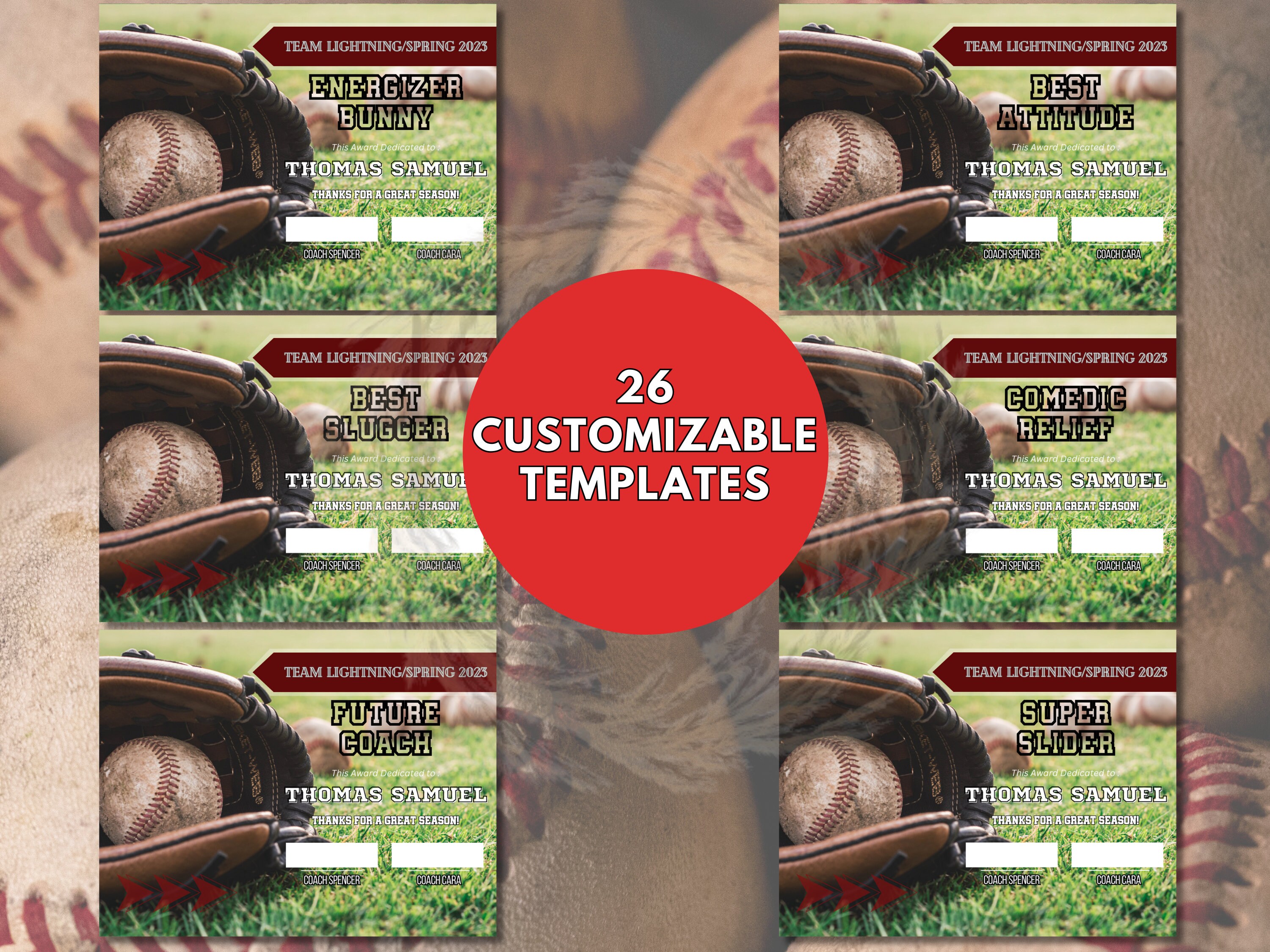 Editable Baseball Award Certificates, Award Ceremony Certificates, End ...