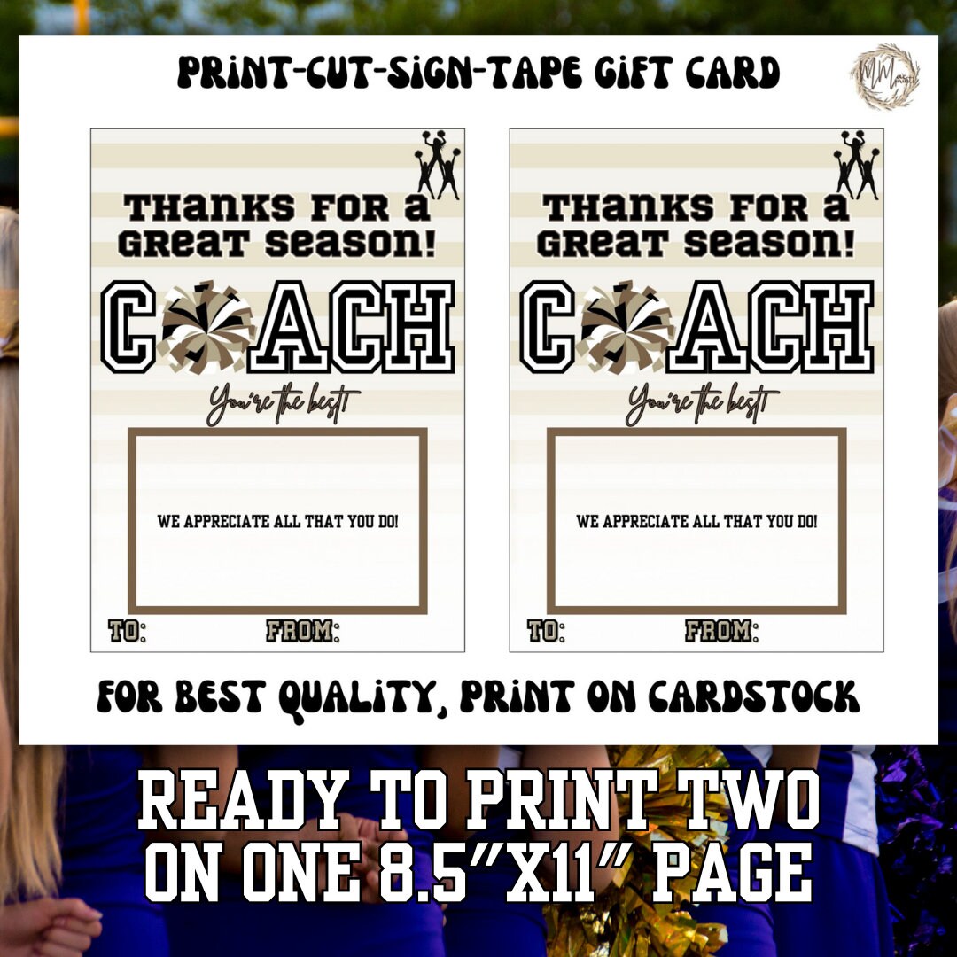 Cheerleading Coach Appreciation Gift Card Holder, Thanks for a Great ...