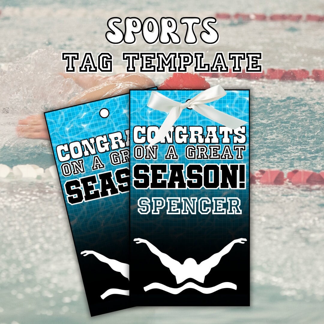 Swim Team Treat Tags, Swim Snack Tags, Swim Team Goodie Bag Tags, Swim ...