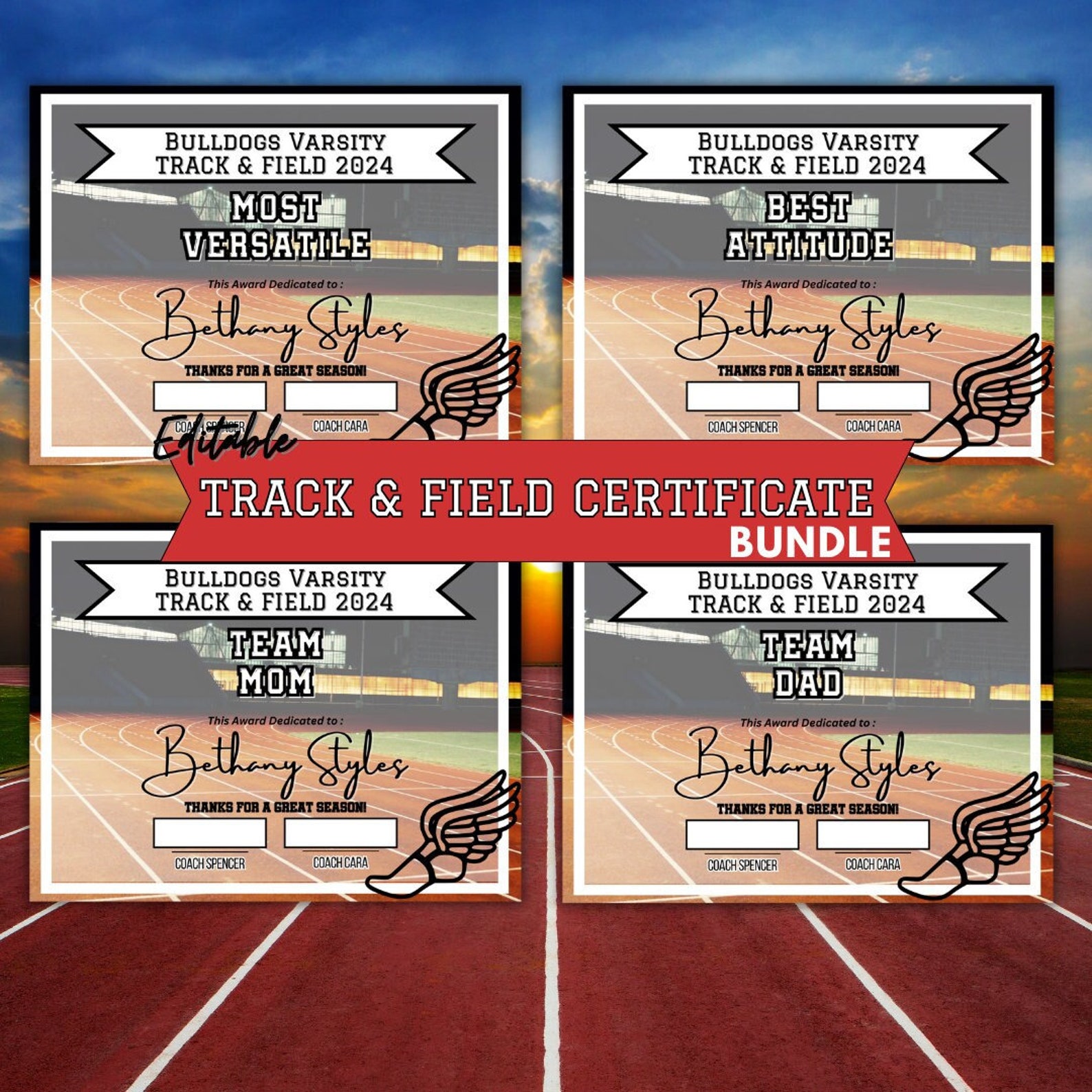 Track & Field Award Certificate Editable Award Ceremony Printable End ...