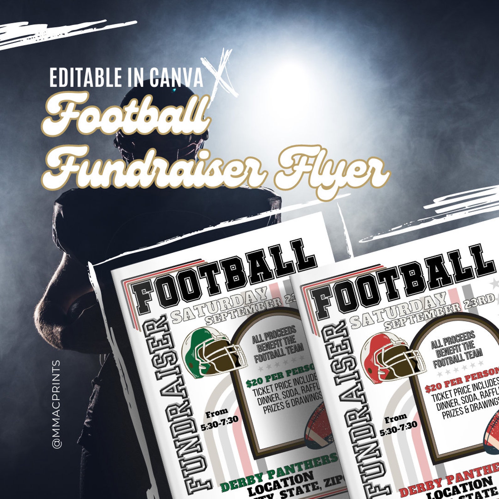 Custom Football Fundraiser Flyer, Printable Flyer, Canva Template ...