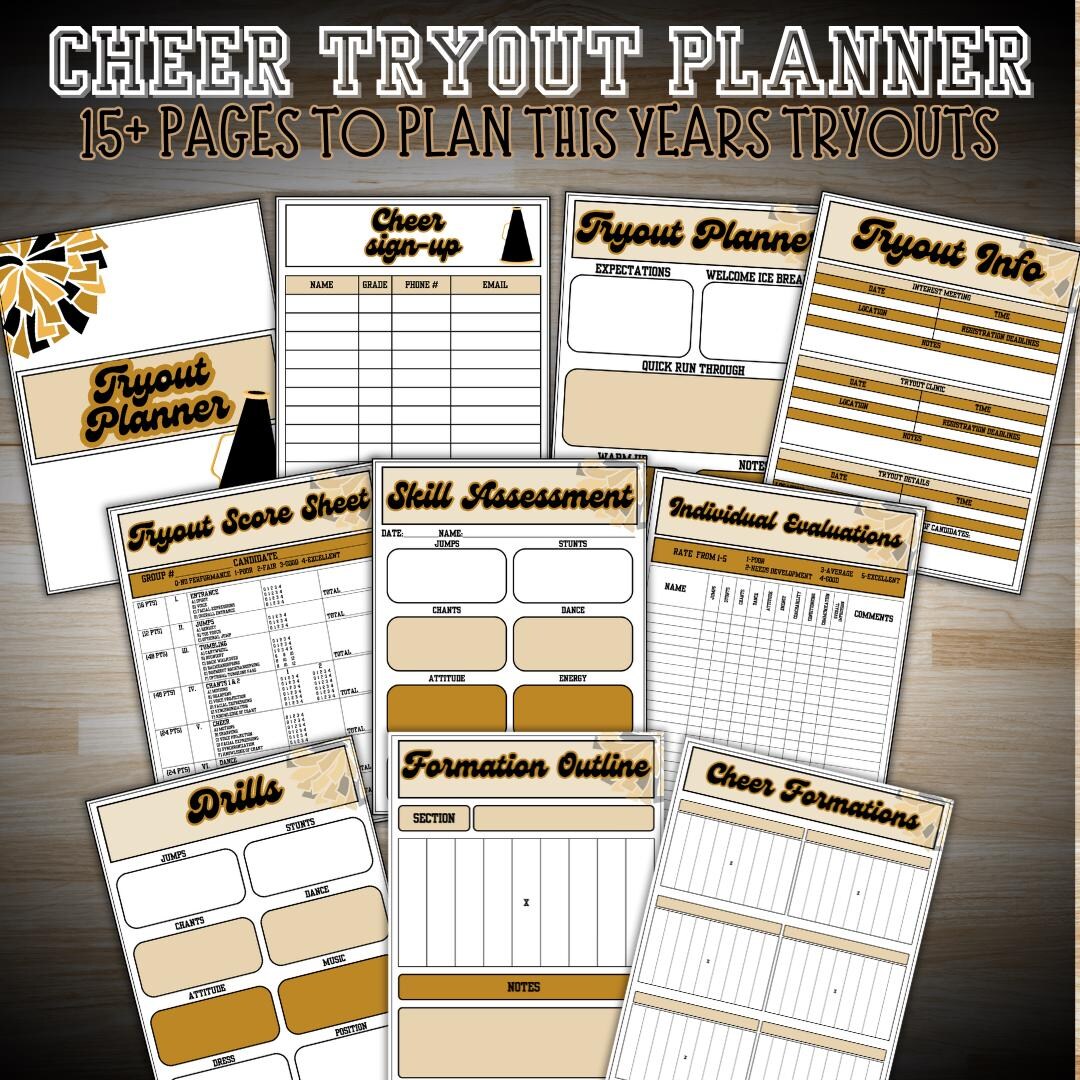 Cheerleader Tryouts Coach Planner, Printable Cheer Planner, Cheer ...
