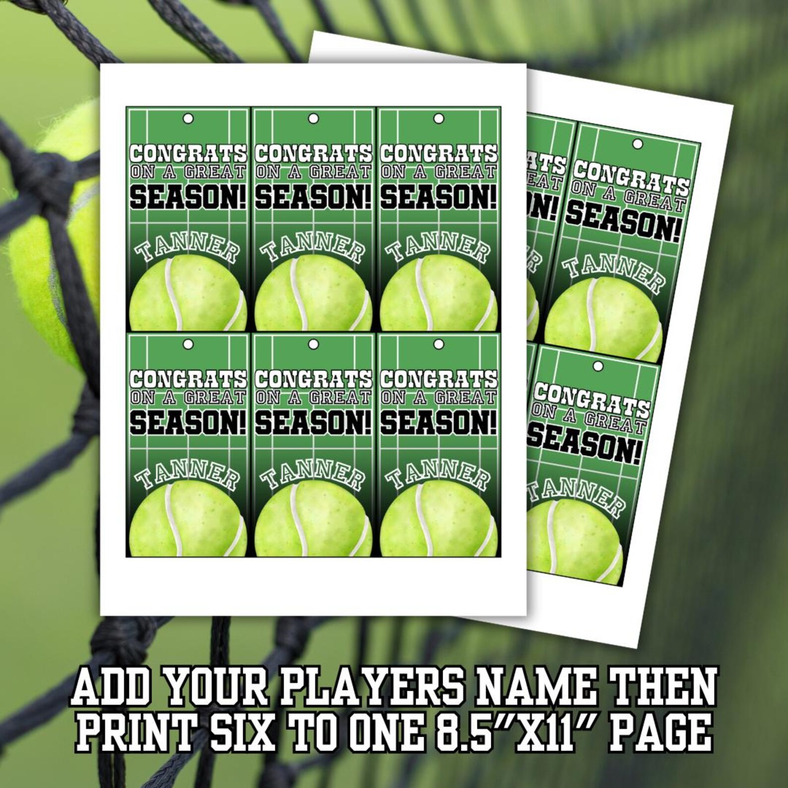 Tennis Treat Tags, Tennis Snack Tags, Tennis Goodie Bag Tags, Tennis ...