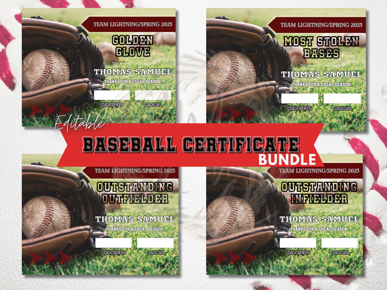Editable Baseball Award Certificates, Award Ceremony Certificates, End ...