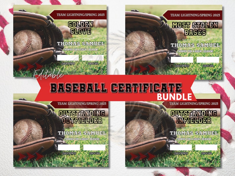 Editable Baseball Award Certificates, Award Ceremony Certificates, End ...