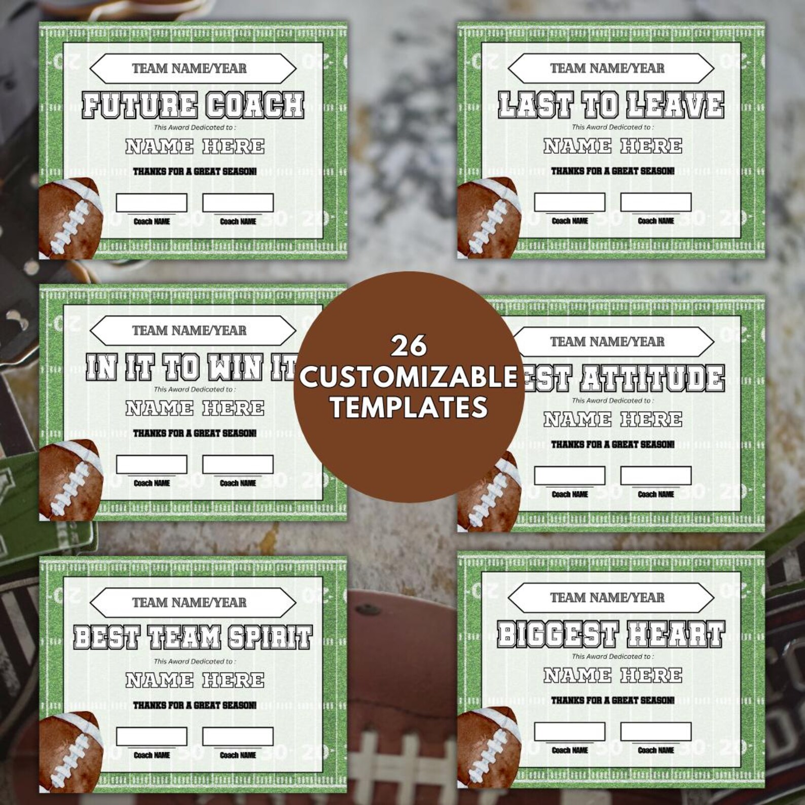 Editable Football Certificates, Football Awards, Football Team End of ...