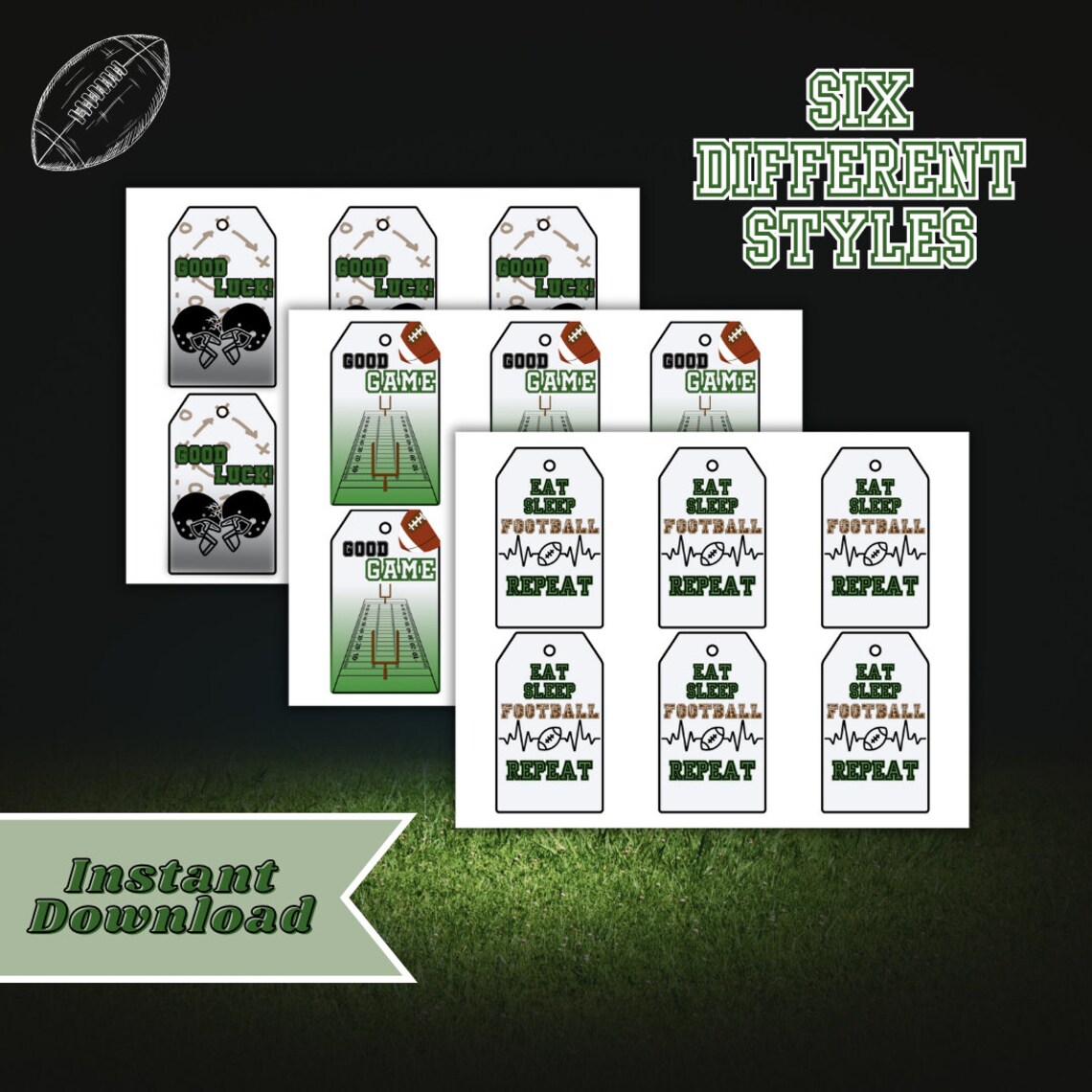 Football Treat Tags, Football Team Snacks Tags, Football Goodie Bag ...