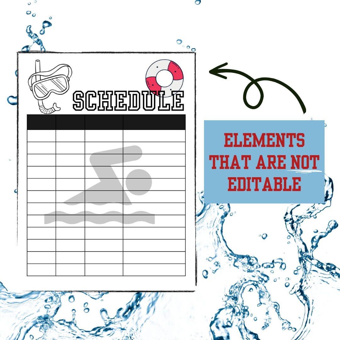 Editable Swim Team Snack Sign up Sheet, Swim Meet Schedule Canva ...