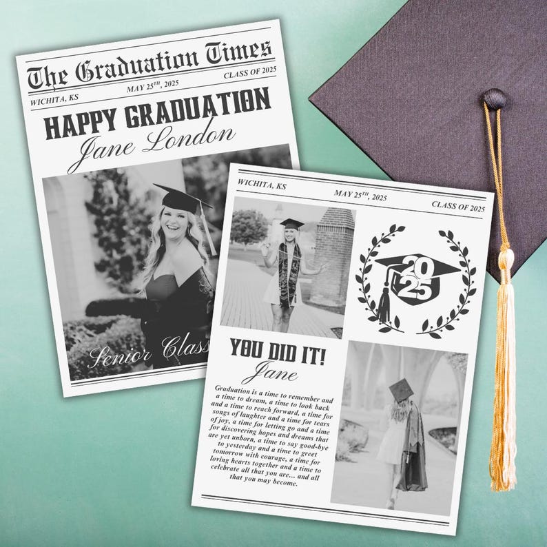 Custom Graduation Newspaper, Graduation Flower Bouquet Wrap, Large ...