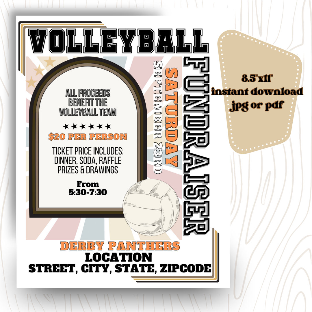 Custom Volleyball Fundraiser Flyer, Printable Flyer, Canva Template ...
