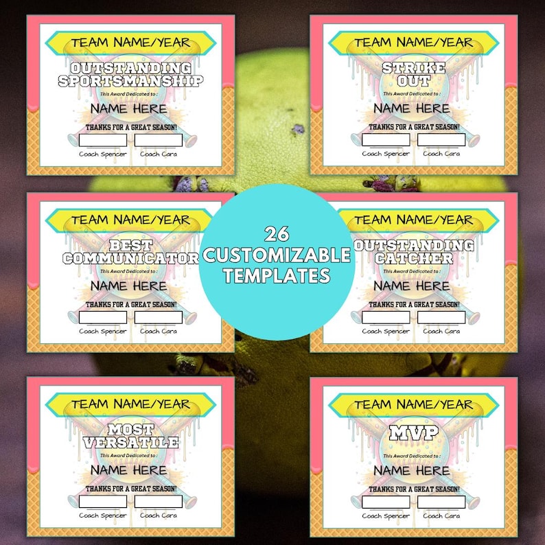 Editable Softball Drip Award Certificates, Softball Awards, Softball ...