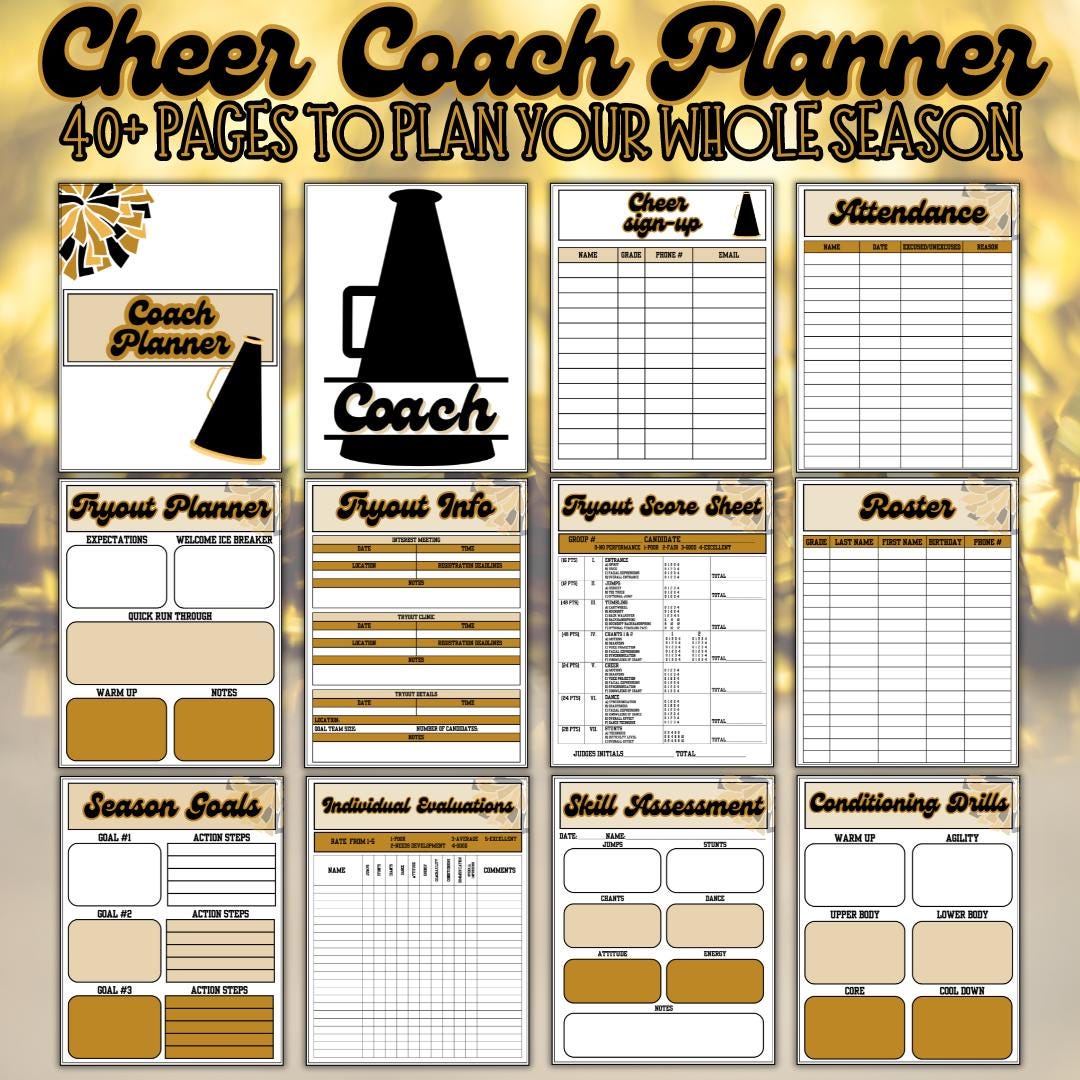 Cheer Coach Planner, Printable Cheer Planner, Cheer Season Planner ...